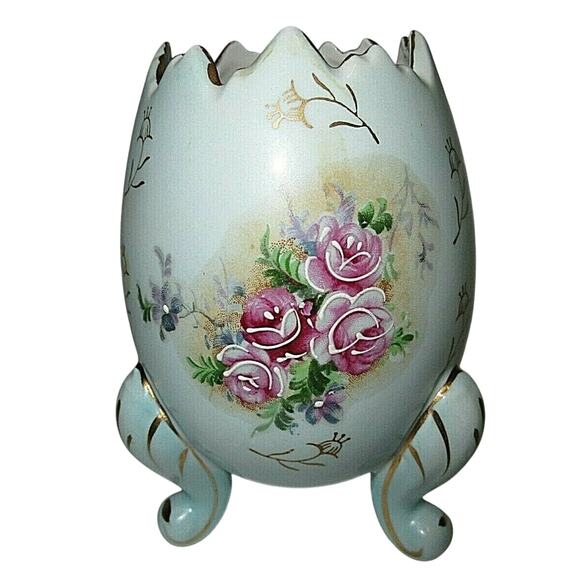 Inarco | Accents | Vtgmcm 967 Inarco Duck Egg Blue Footed Egg Vase Gold ...